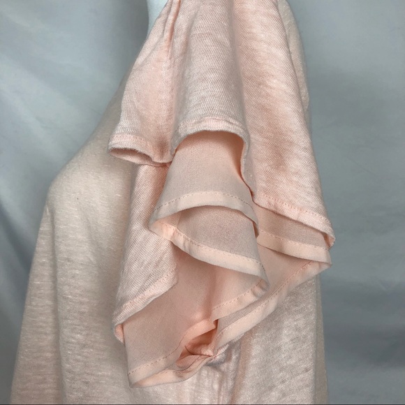 Anthropologie | Tops | Anthropologie Eri Ali Peach Ruffle Sleeve Linen | Poshmark